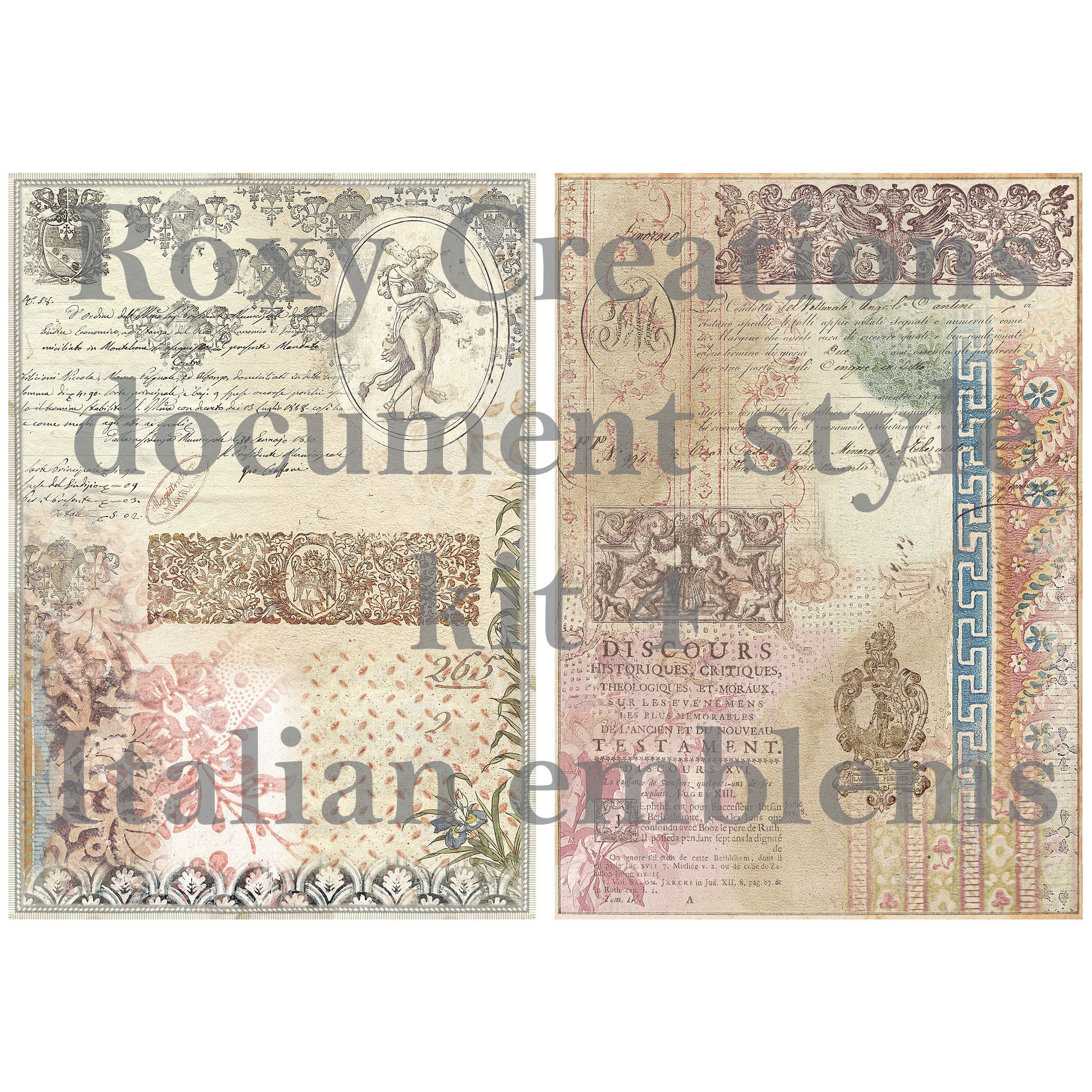 Document Style Printable Digital Italian Emblems Journal Pages Kit 4 - Etsy