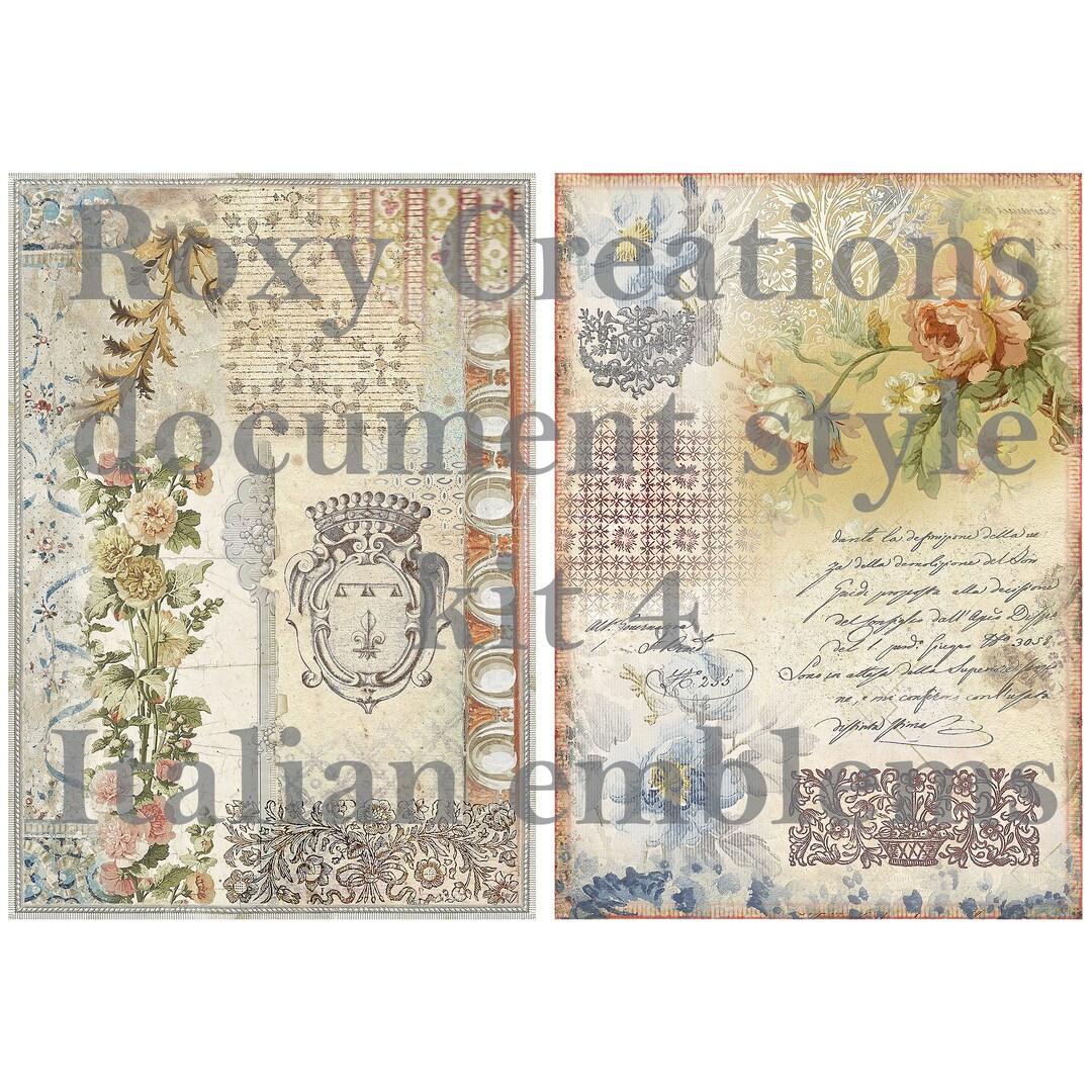 Document Style Printable Digital Italian Emblems Journal Pages Kit 4 - Etsy