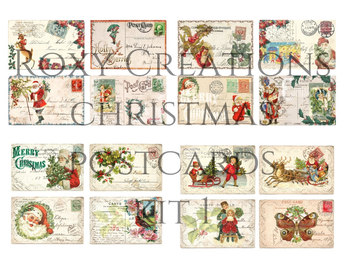 Printable Christmas Postcards Kit 1 - Etsy