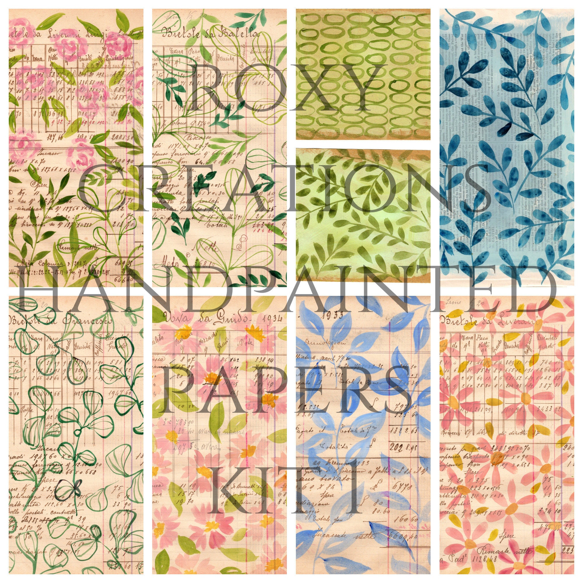 Printable Roxy Creations Handpainted Paper Kit 1 | Etsy
