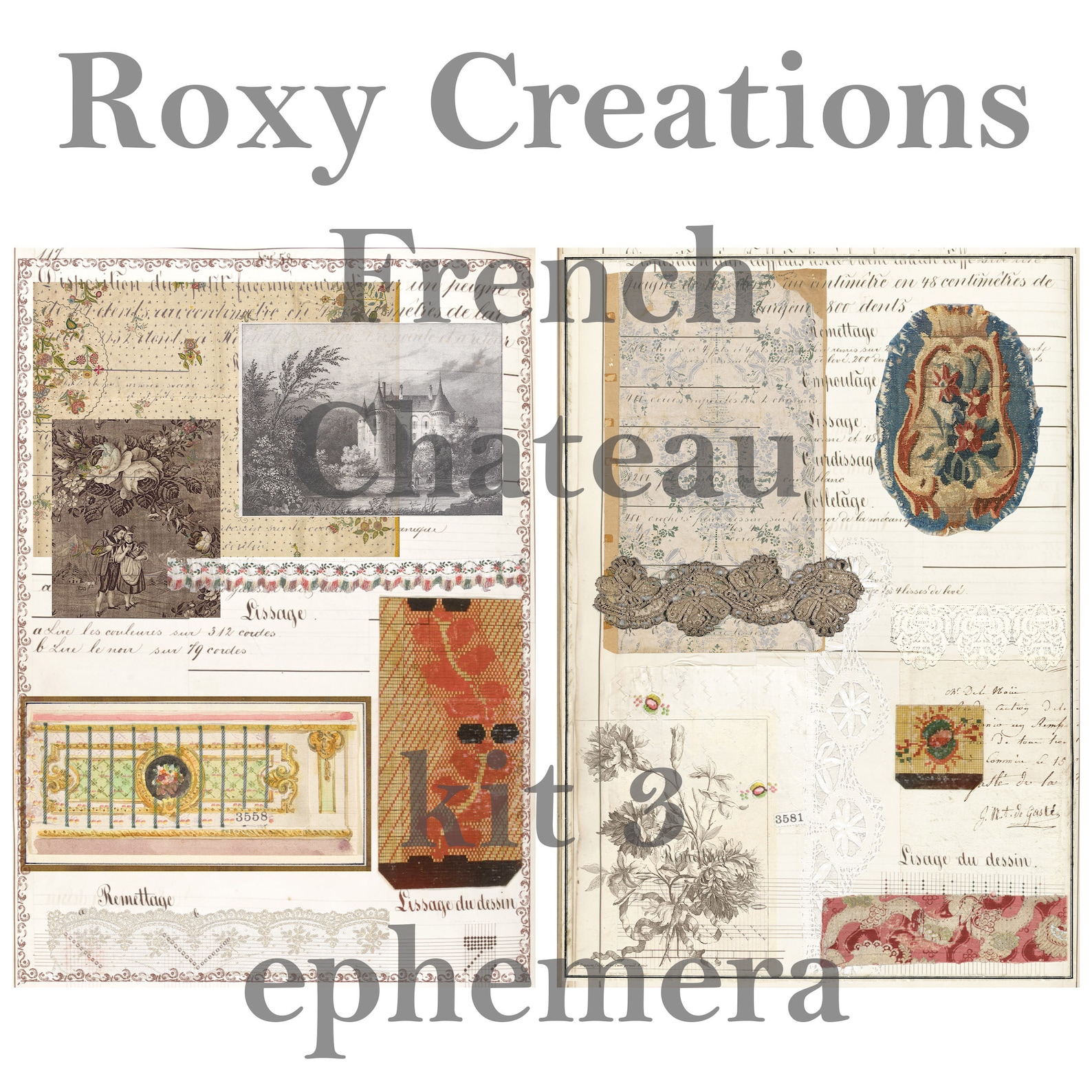 Printable French Chateau Ephemera Kit 3 - Etsy