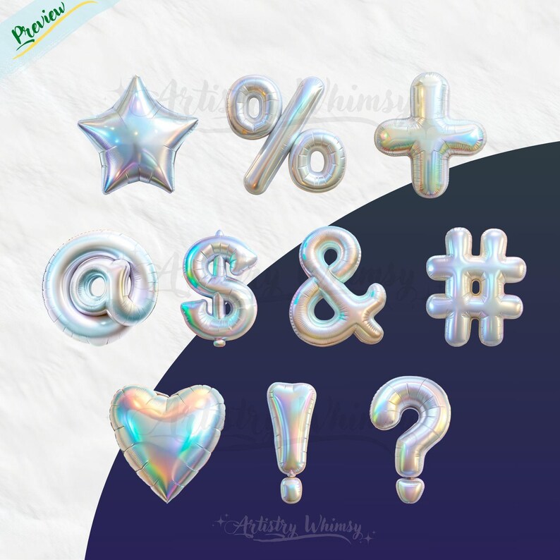 Abcs Letter and Numbers Silver Foil Holographic Clip Arts 46 PNG ...