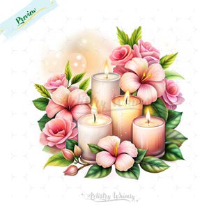 Watercolor Hibiscus Flower Garden Bundle Set 3 24 JPG, Clipart Bundle ...