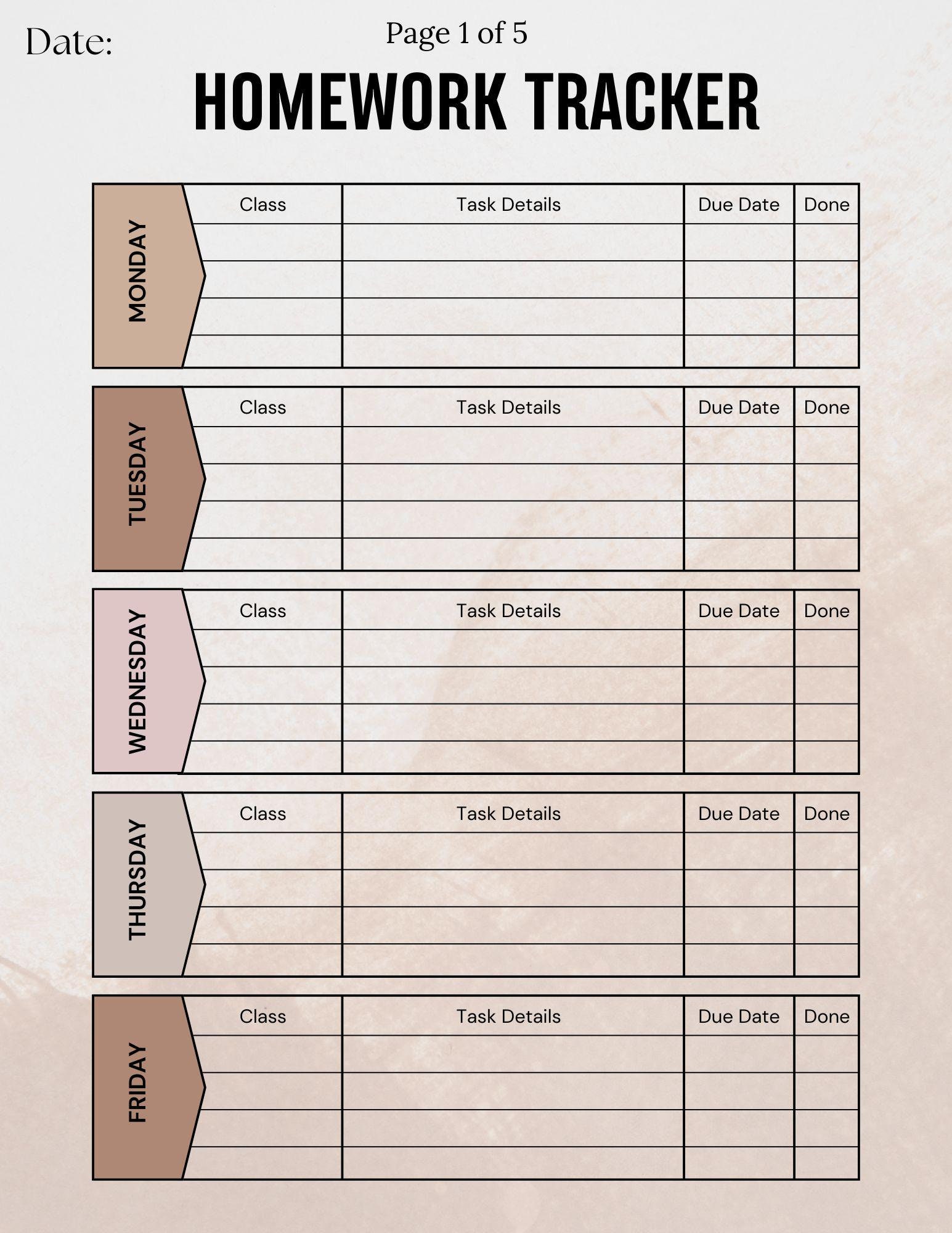 Easy Digital Homework Tracker for Students Designed for Goodnotes - Etsy