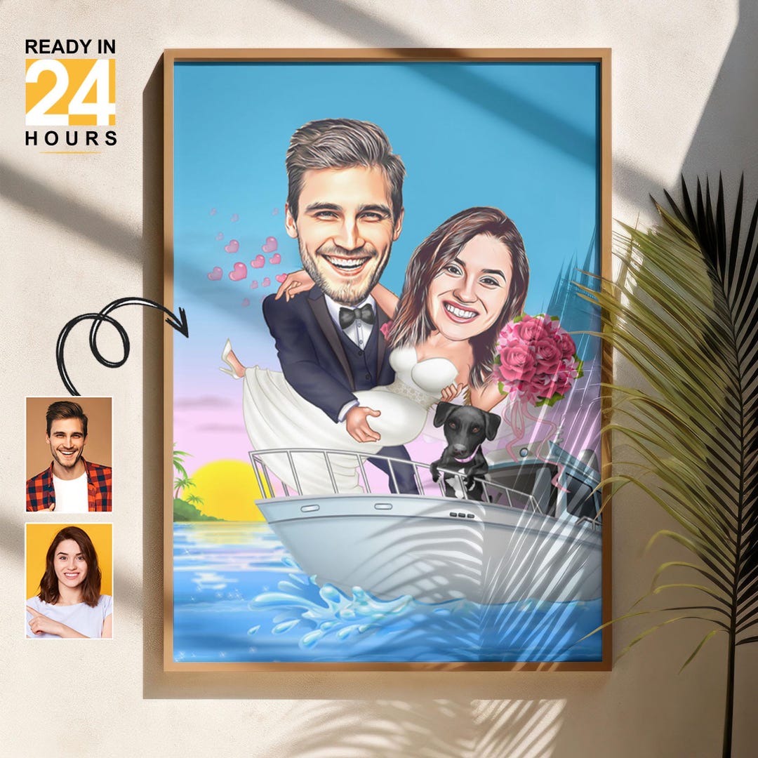 Personalized Wedding Cartoon Portrait, Custom Couple Caricature ...