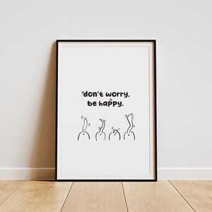 DON'T WORRY, Be Happy - Dog Poster - Dog Tails Art - Etsy