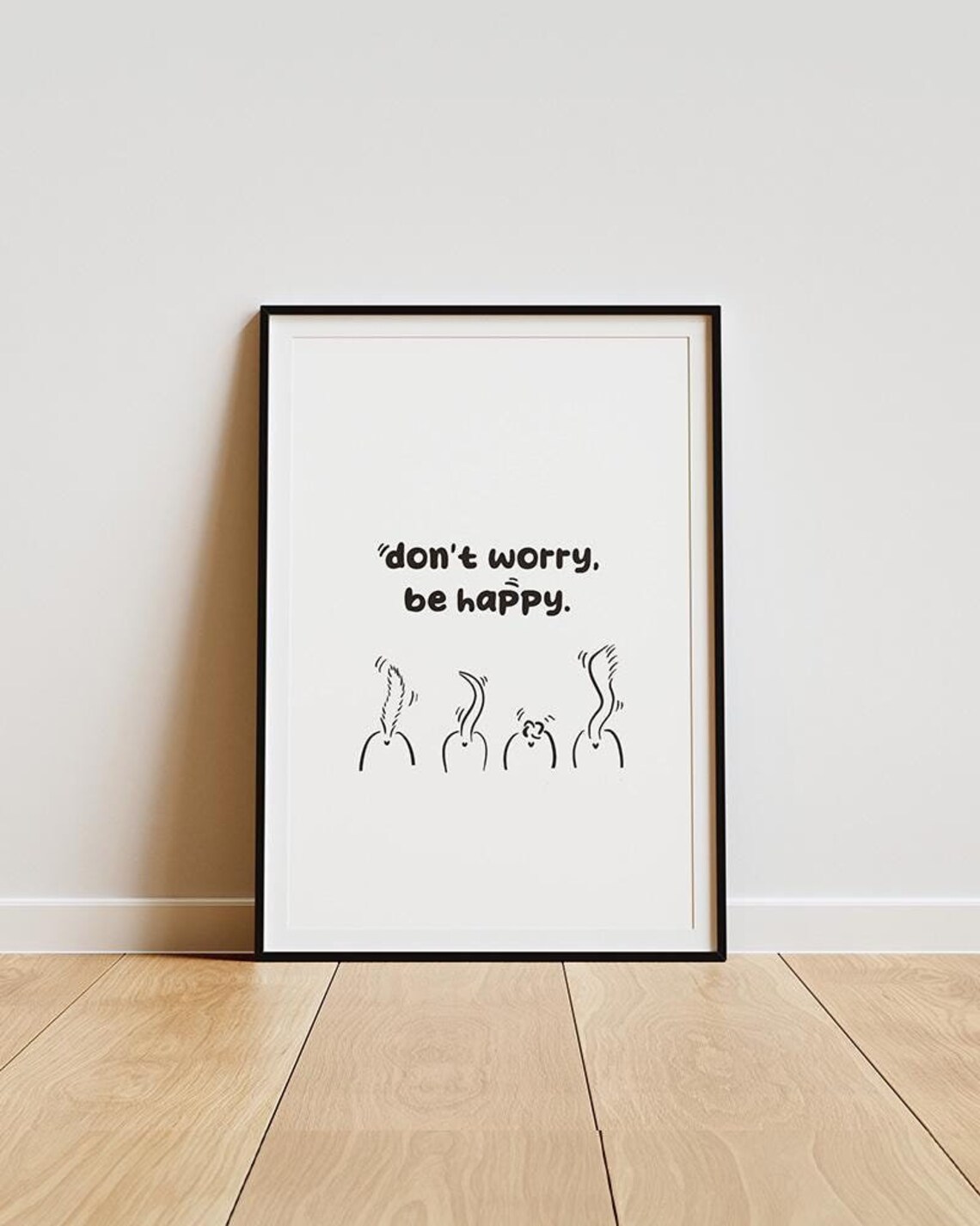DON'T WORRY, Be Happy - Dog Poster - Dog Tails Art - Etsy