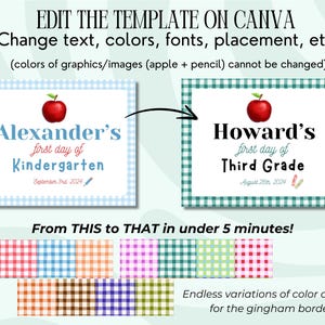 Editable First Day of School Sign, Printable Back to School Poster ...