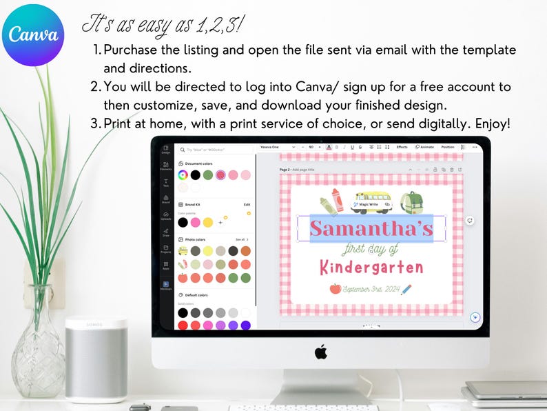 First Day of School Editable Printable Sign, Back to School Photo Prop ...