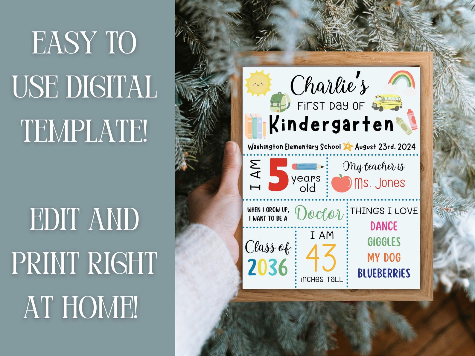 First Day of School Editable Printable, Back to School Sign Photo Prop ...