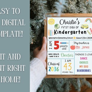 First Day of School Editable Printable, Back to School Sign Photo Prop ...
