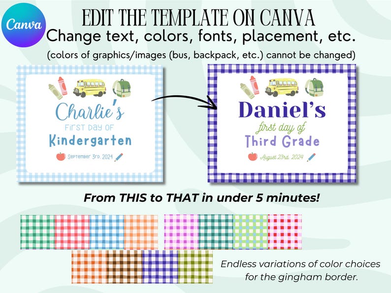 First Day of School Editable Printable Sign, Back to School Photo Prop ...