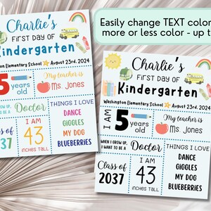 First Day of School Editable Printable, Back to School Sign Photo Prop ...