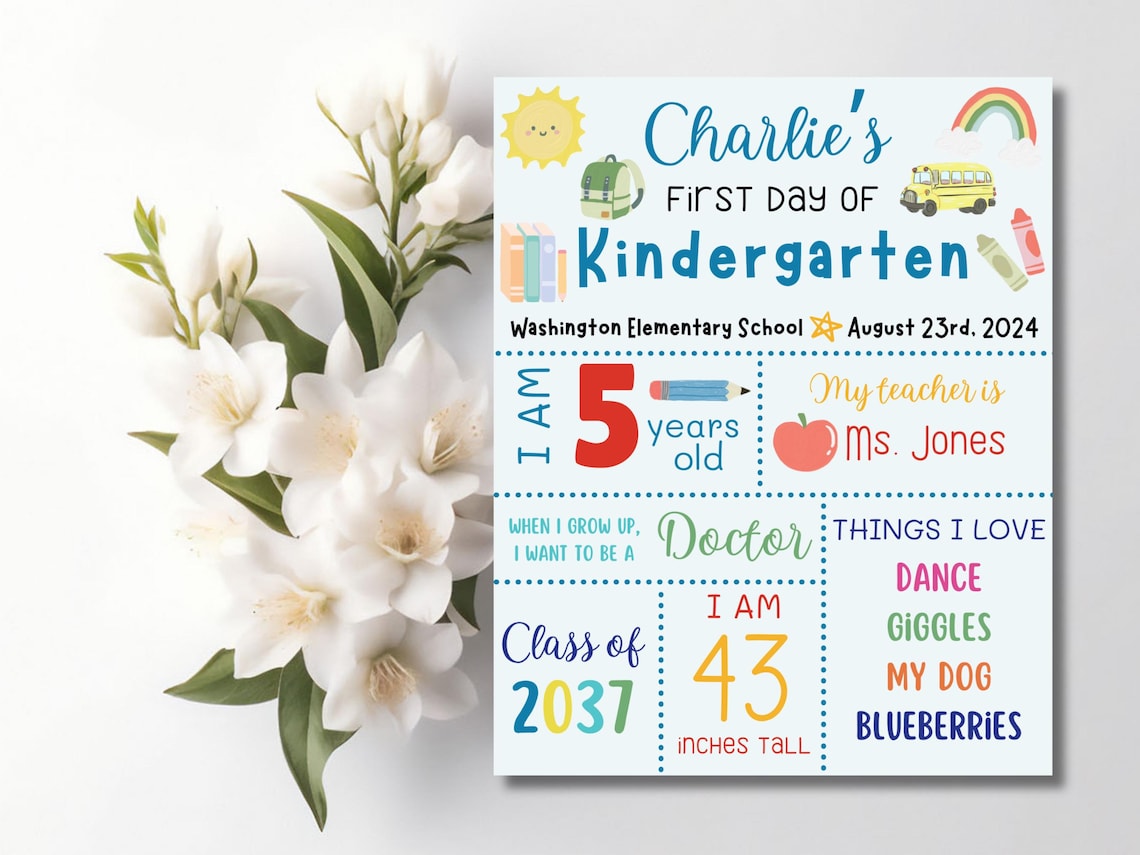 First Day of School Editable Printable, Back to School Sign Photo Prop ...