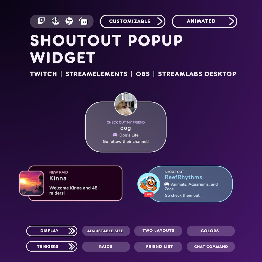 Customizable Shoutout Popup Widget for Twitch | Animated Raid Alert ...
