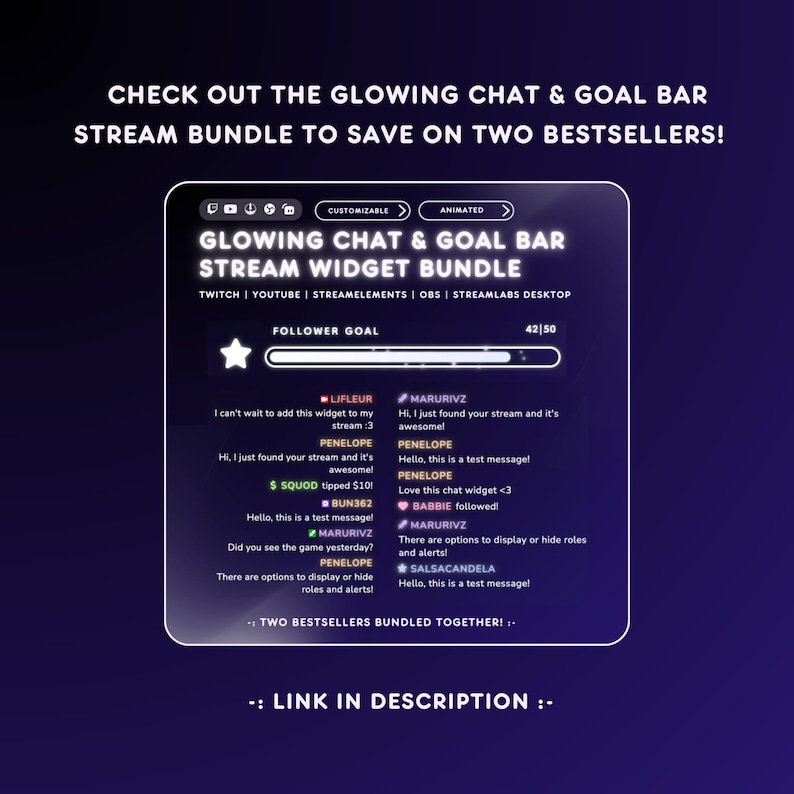 Twitch Goal Bar Widget | Glowing Progress Bar for Followers, Subs, Tips ...