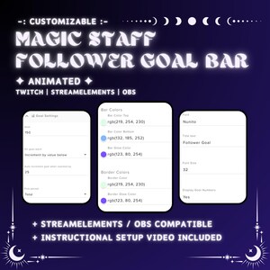 Twitch Goal Bar Follower Goal Widget | Glowing Animated Magic Staff ...