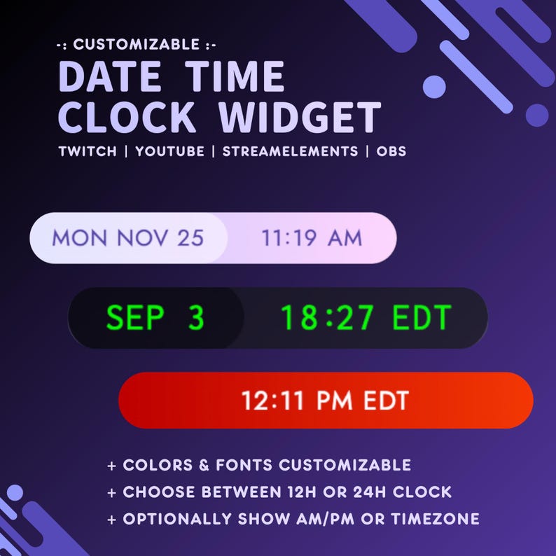 Date Time Clock Widget | Twitch, Youtube, Streamelements & OBS ...