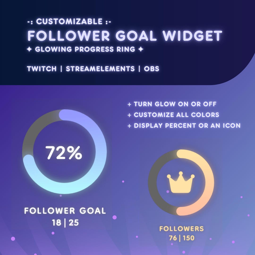 Twitch Follower Goal Ring Widget | Glowing Circle Progress Ring ...