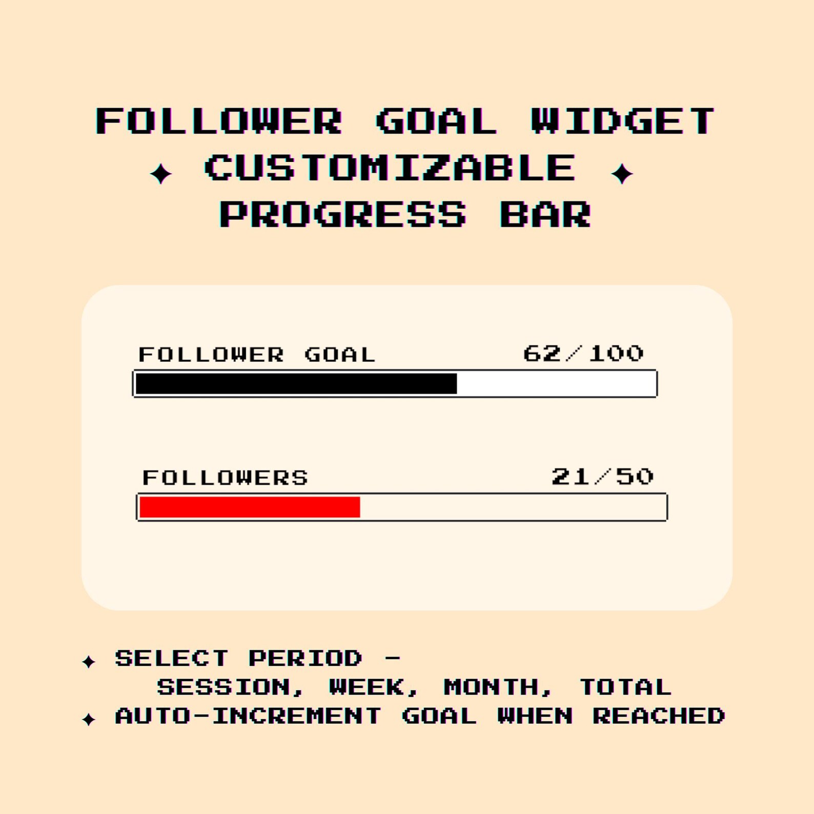 Follower Goal Bar Retro 8-bit Pixelated Customizable Streamer Widget - Etsy
