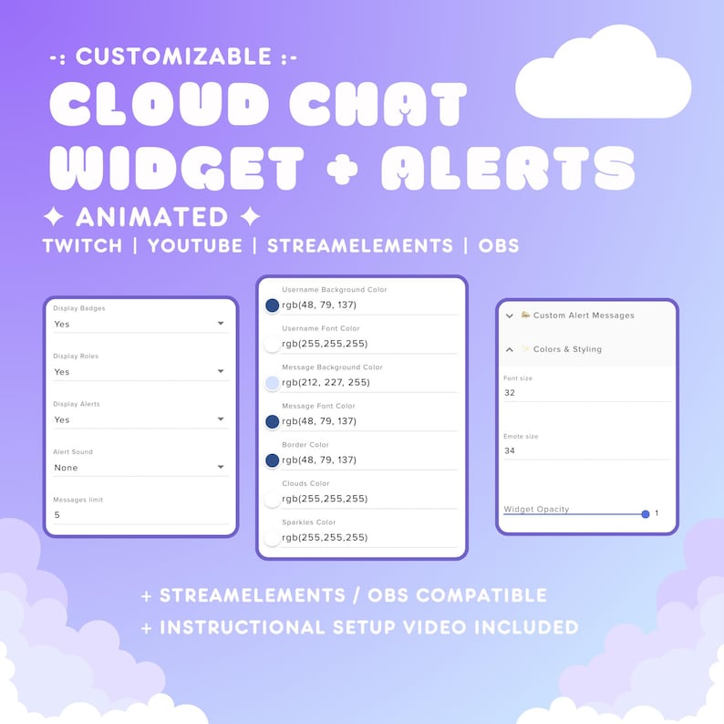Streamer Chat Widget With Alerts | Twitch Chat Widget Youtube Chat ...