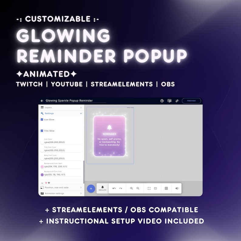 Customizable Reminder Popup Widget for Streamelements | Animated Twitch ...
