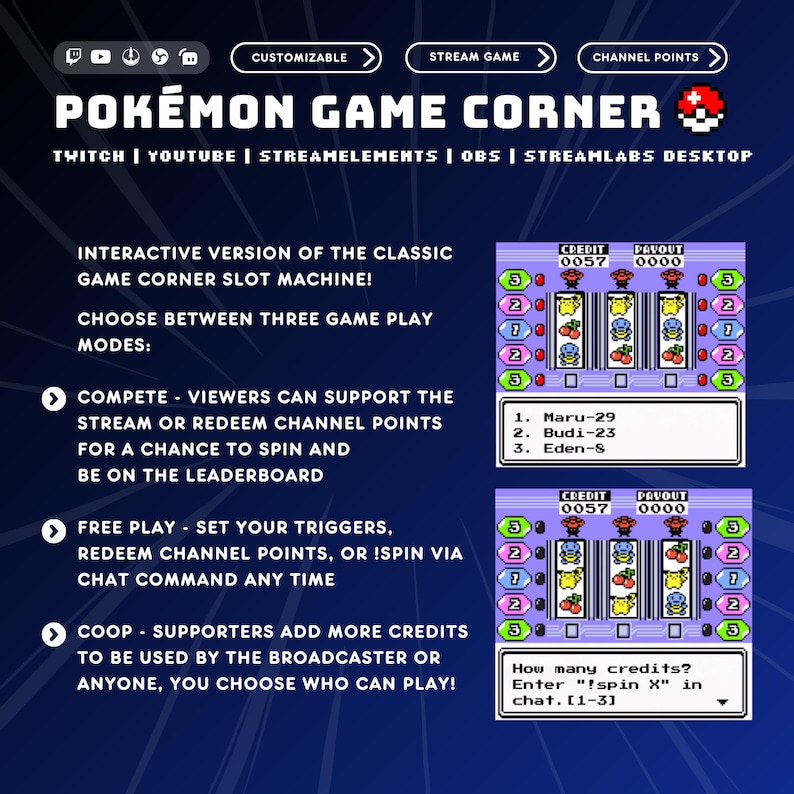 Twitch Pokémon Game Corner Slots Stream Game | Interactive Twitch Chat ...