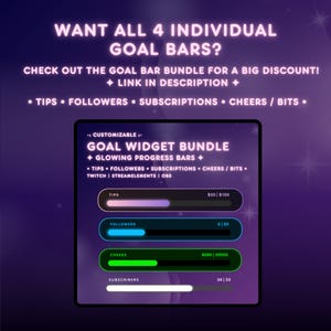 Twitch Goal Bar Tips + Donations Goal Widget | Glowing Bar ...
