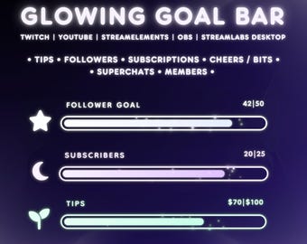 Twitch Goal Bar Widget | Glowing Progress Bar for Followers, Subs, Tips ...