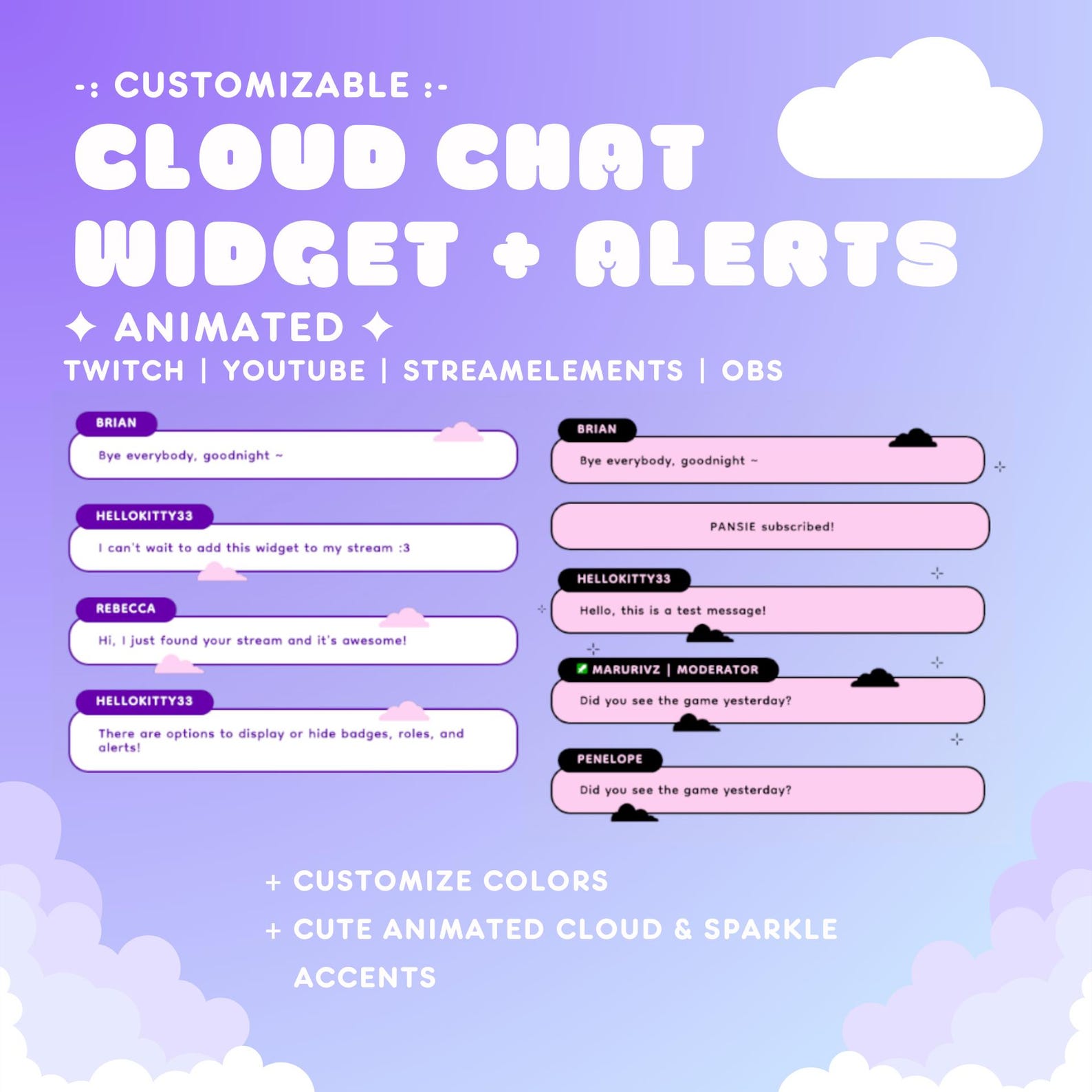 Streamer Chat Widget With Alerts | Twitch Chat Widget Youtube Chat ...