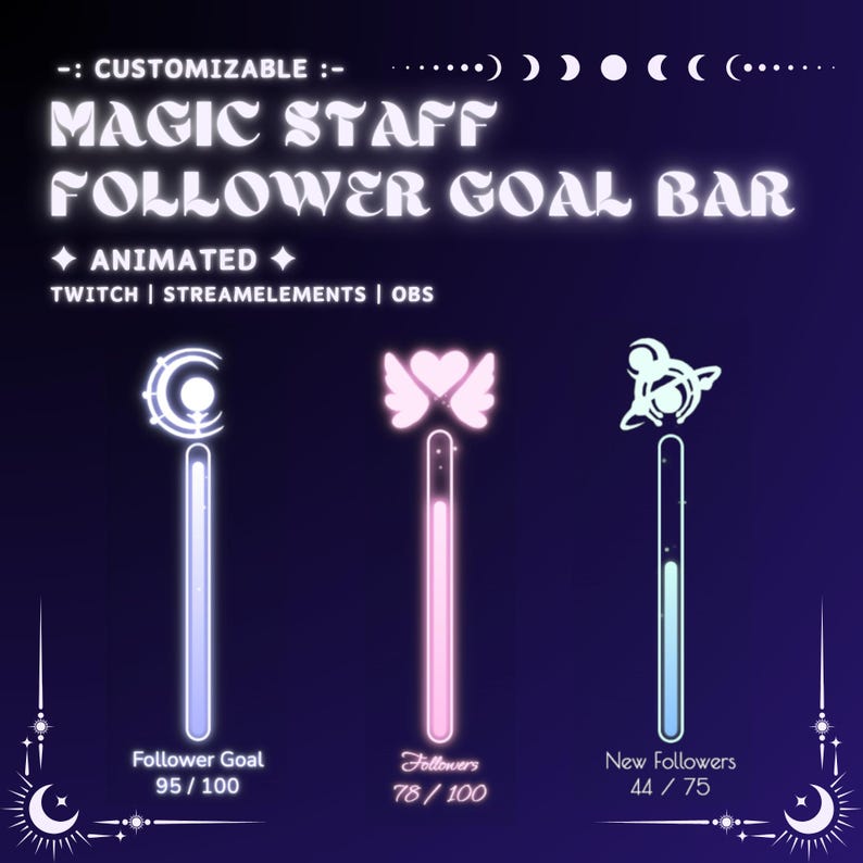 Twitch Goal Bar Follower Goal Widget | Glowing Animated Magic Staff ...