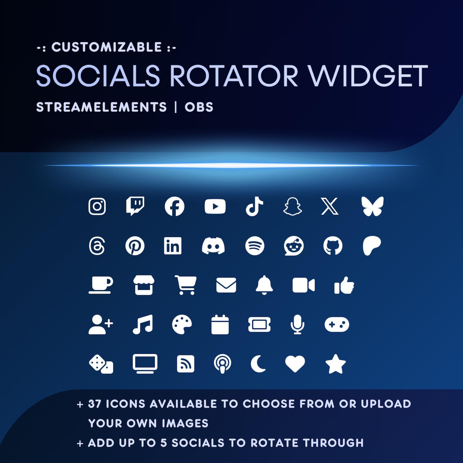 Socials Rotator Widget for Twitch Youtube | Animated Social Media Bar ...