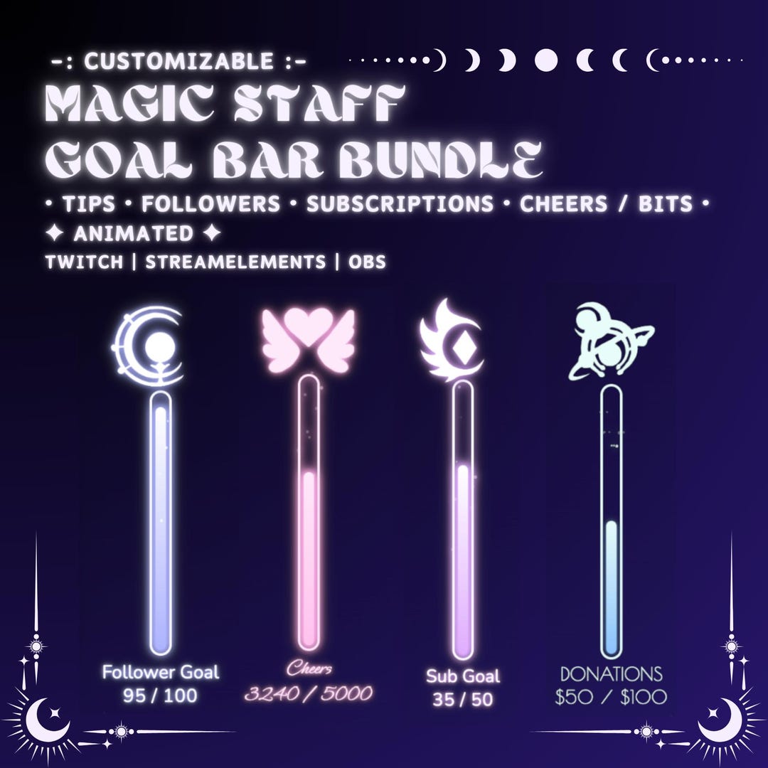 Twitch Goal Bar Widget Bundle | 4 Glowing Progress Bars for Followers ...