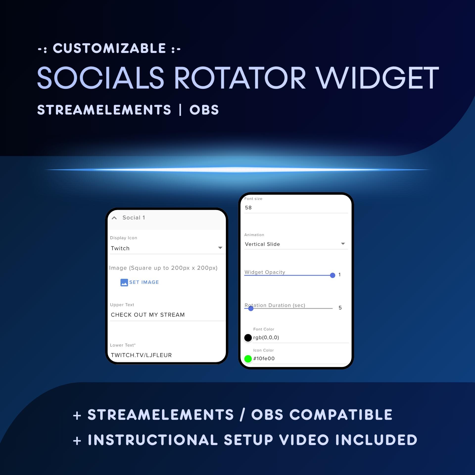Socials Rotator Widget for Twitch Youtube | Animated Social Media Bar ...