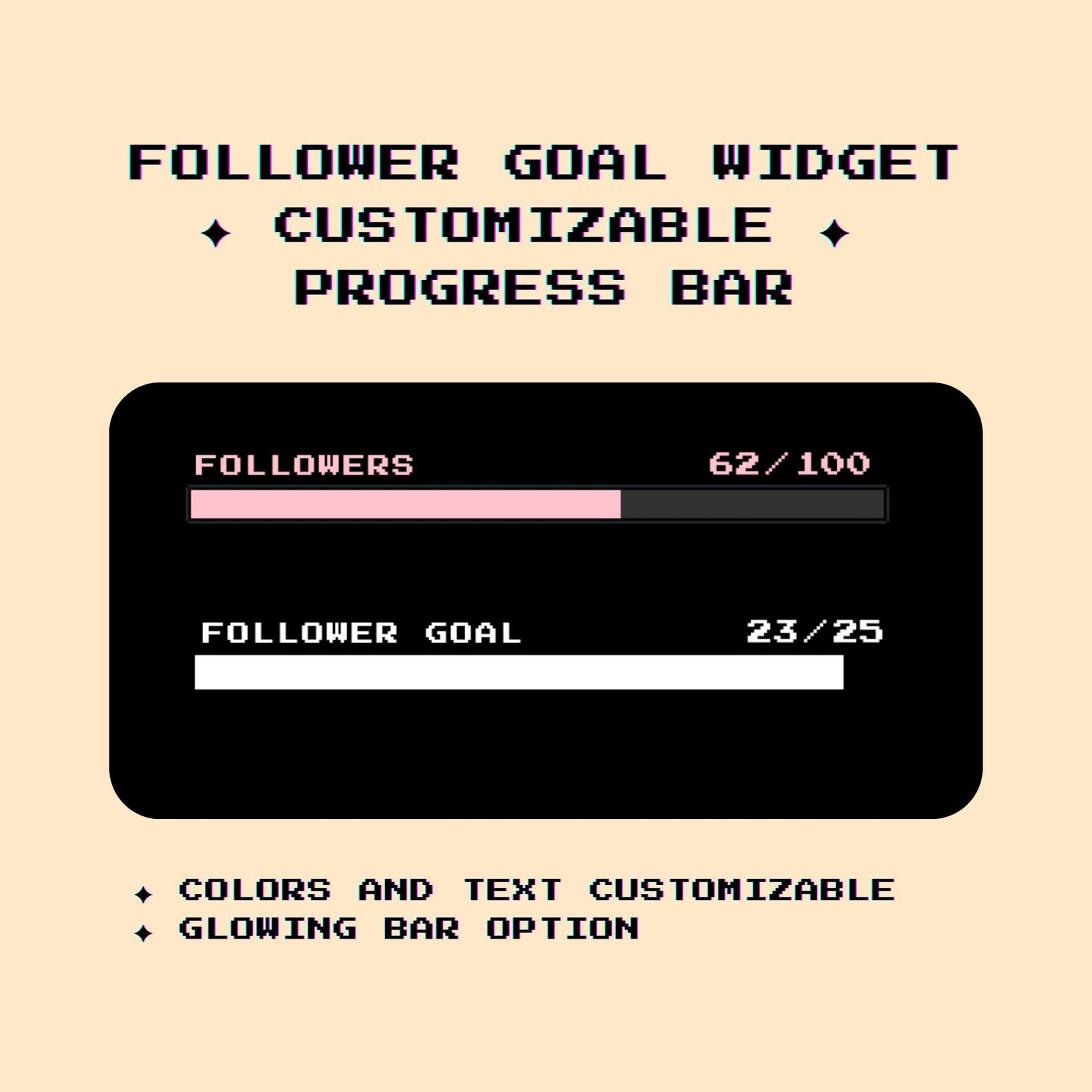 Follower Goal Bar Retro 8-bit Pixelated Customizable Streamer Widget - Etsy