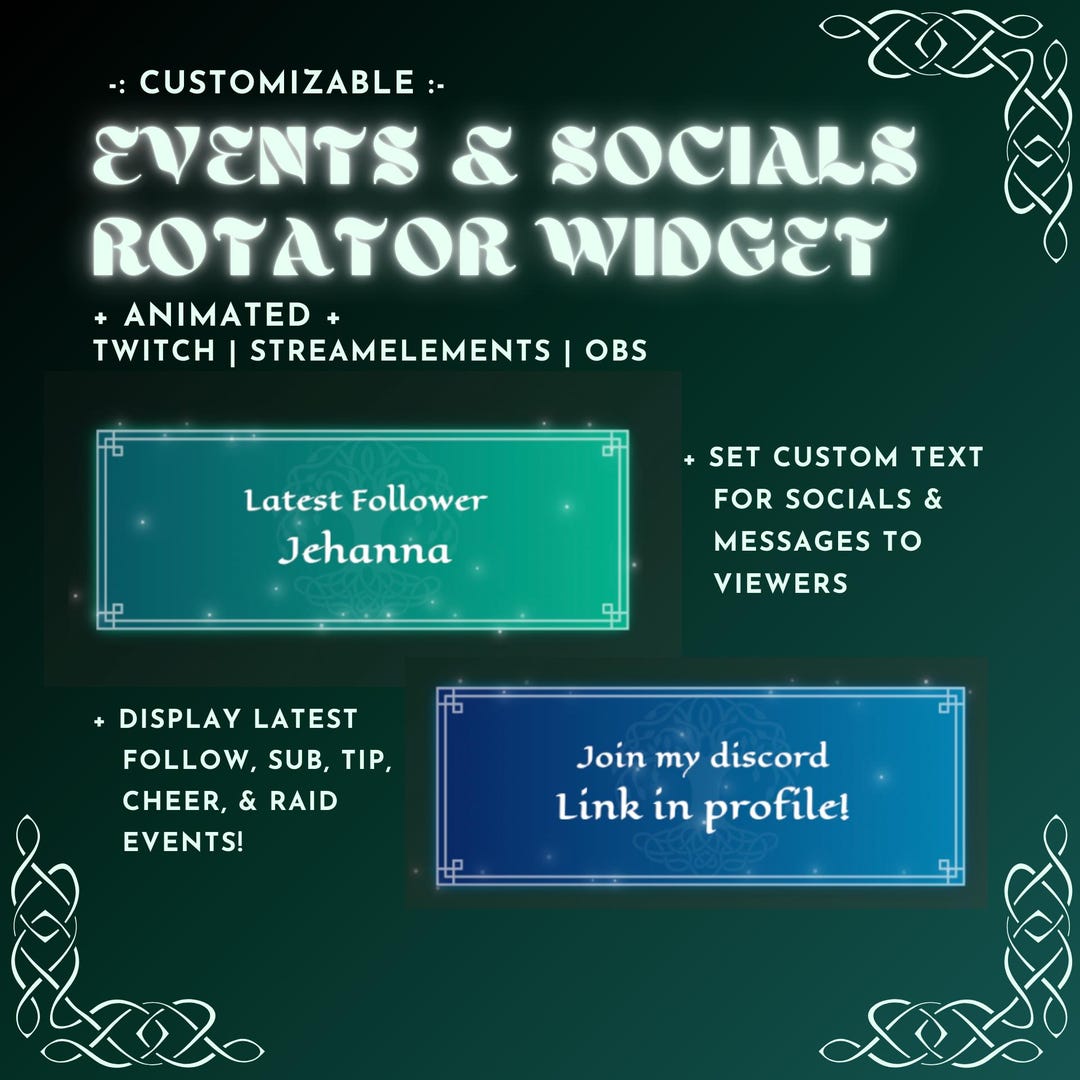 Twitch Events & Socials Rotator Widget for Streamelements | Animated ...