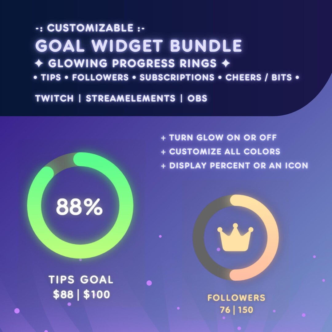 Twitch Goal Ring Widget Bundle | Followers Subscribers Cheers Tips ...