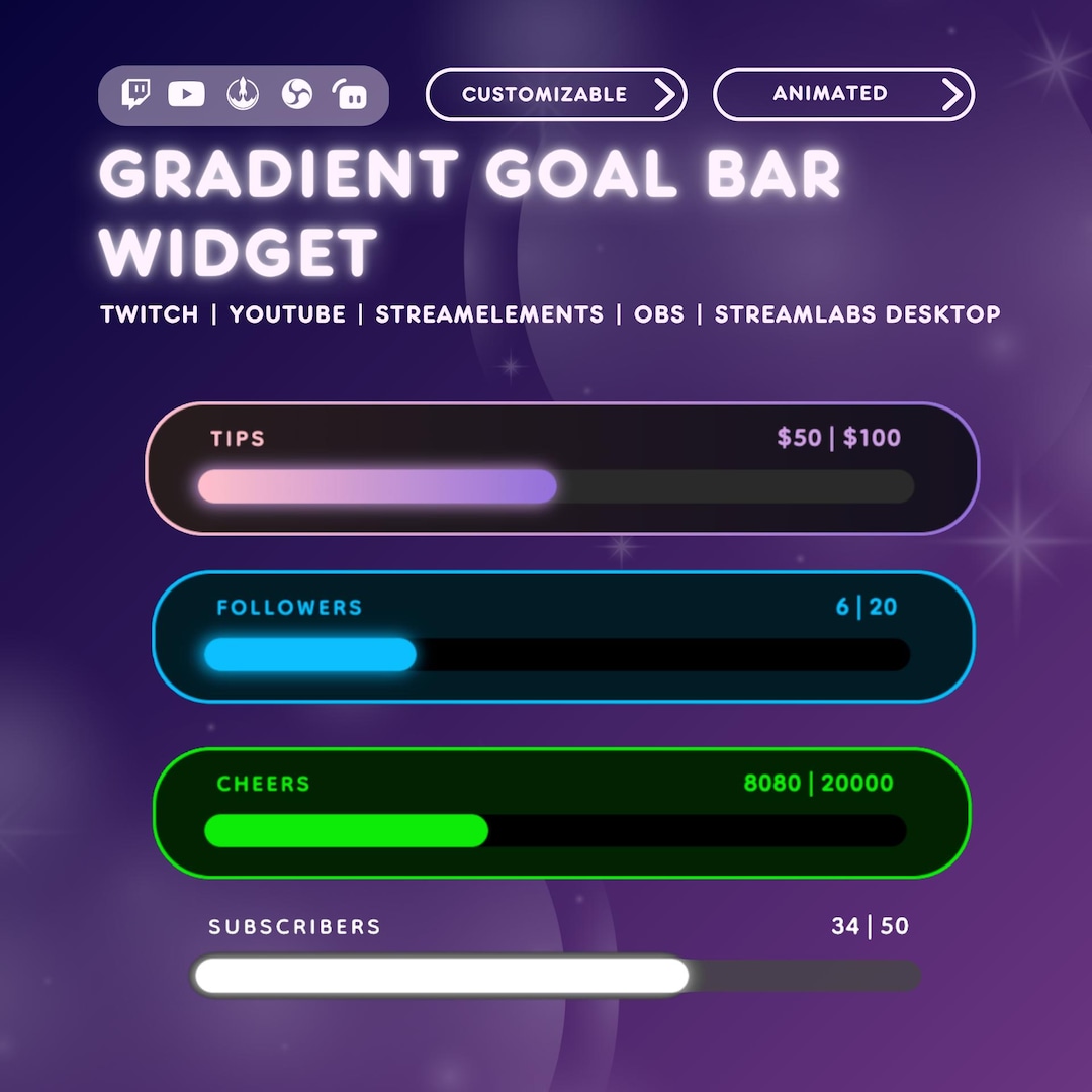 Twitch Goal Bar Streamelements Youtube | Animated Stream Overlay ...