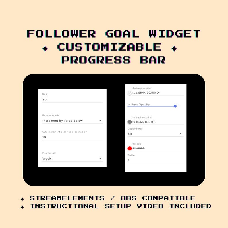 Follower Goal Bar Retro 8-bit Pixelated Customizable Streamer Widget - Etsy