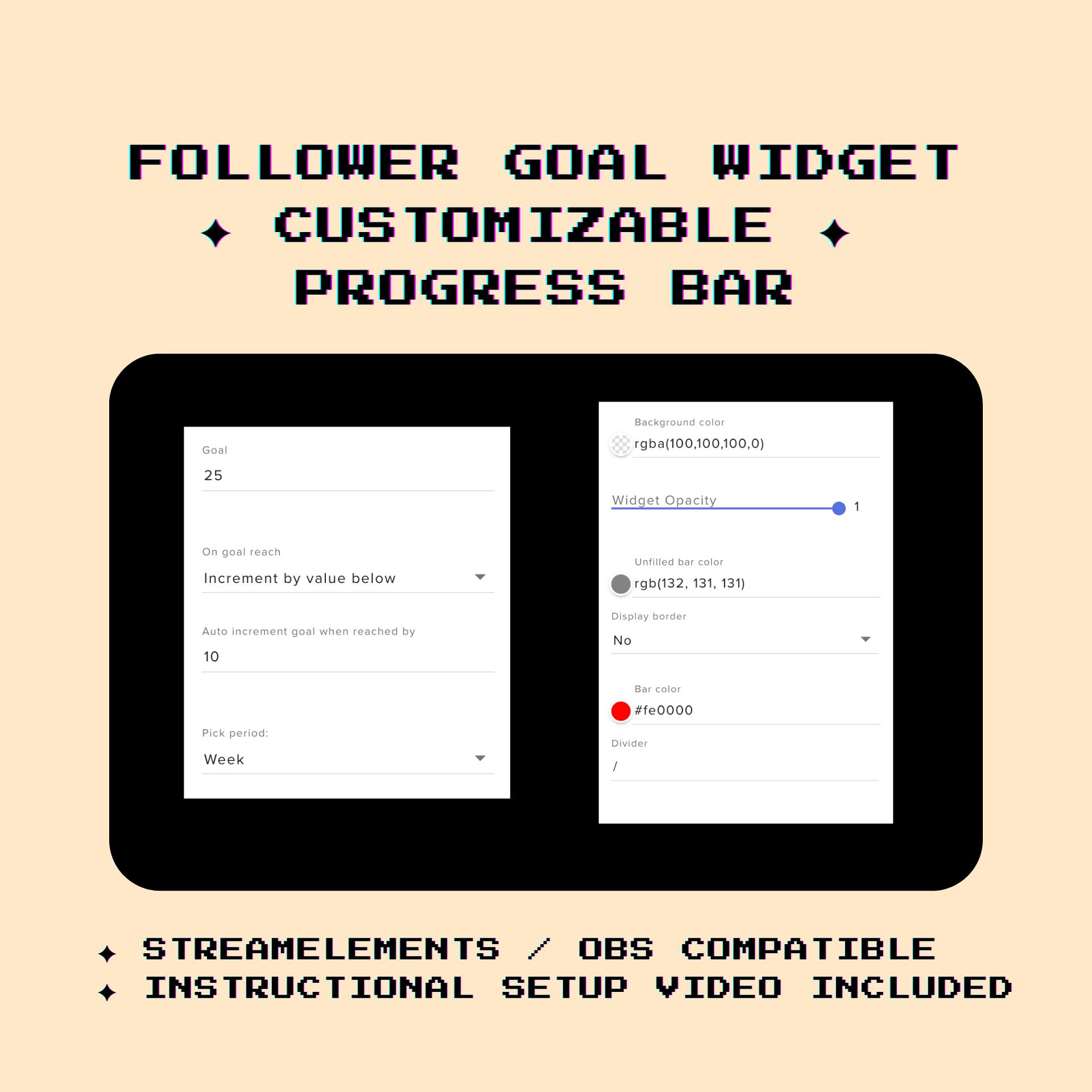 Follower Goal Bar Retro 8-bit Pixelated Customizable Streamer Widget - Etsy