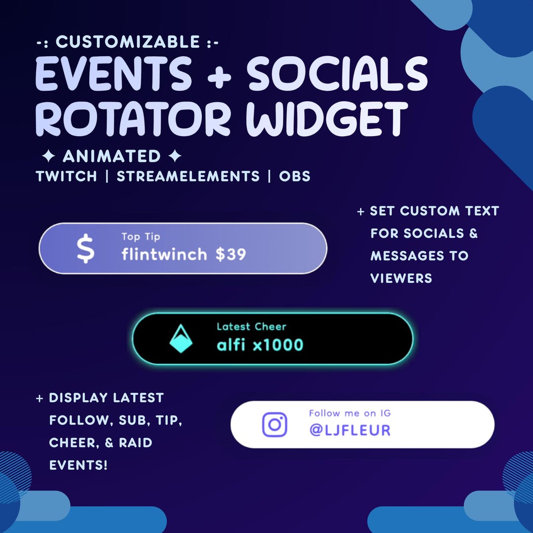 Events Socials Rotator Twitch Widget | Animated Gradient Events Rotator | Streamelements & OBS ...