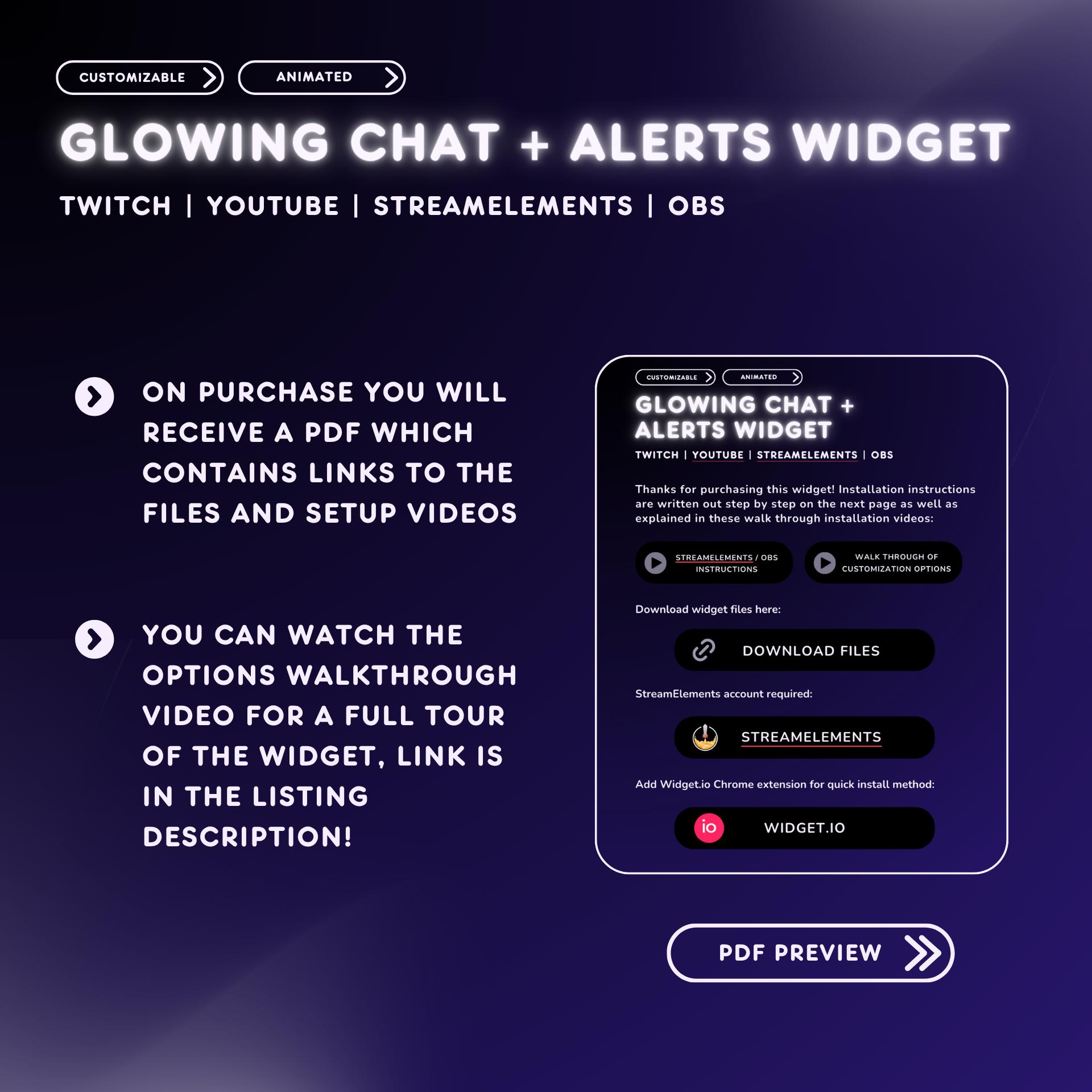 Minimalist Glowing Chat and Alerts Widget for Twitch and Youtube ...