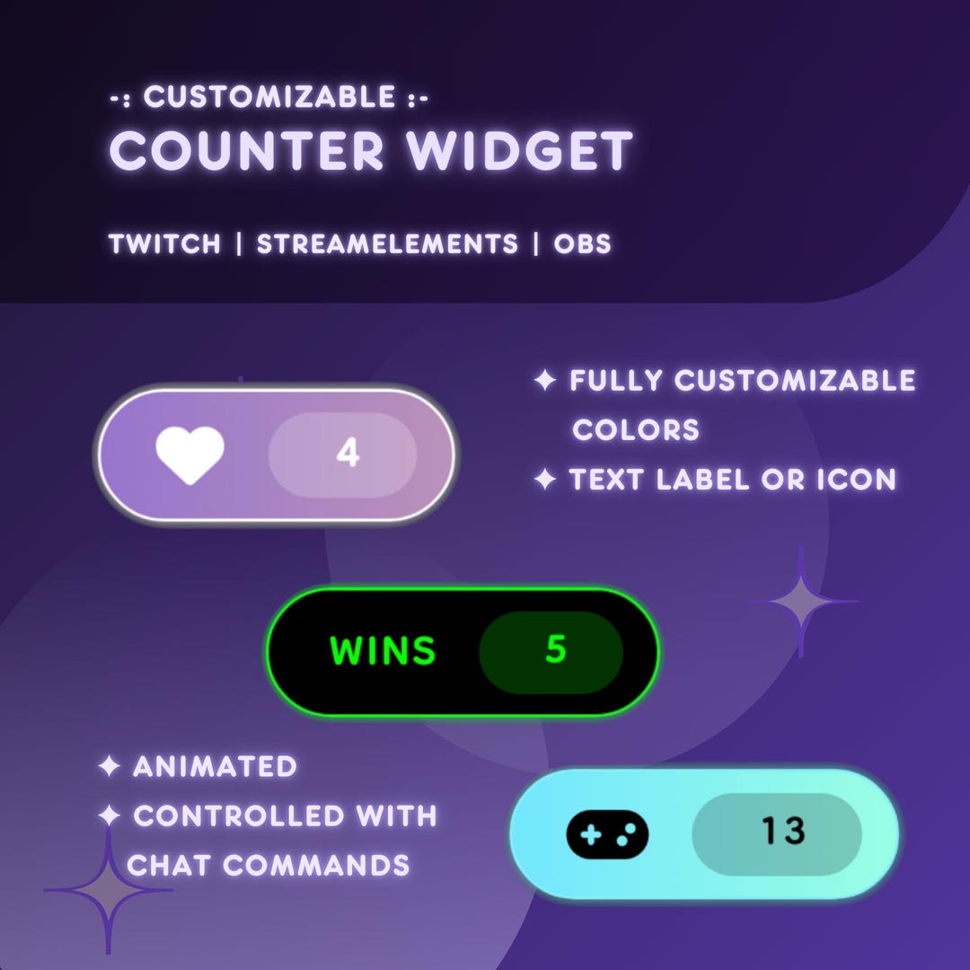 Customizable Counter Widget for Streamelements | Animated Twitch & Youtube Stream Overlay for ...