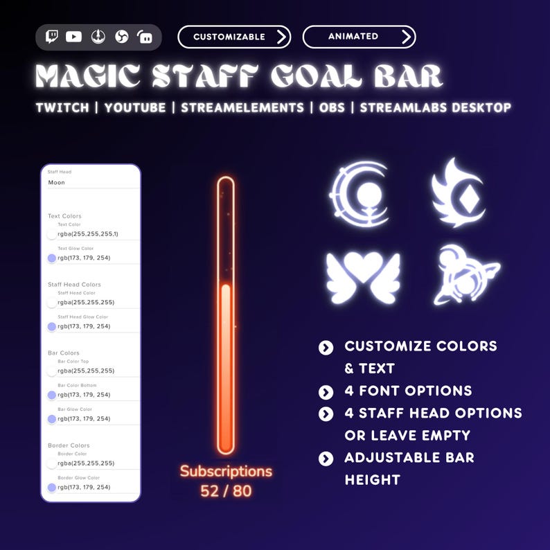Twitch Goal Bar Widget | Glowing Progress Bar for Followers, Subs, Tips ...