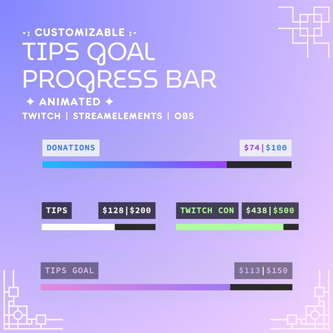 Twitch Goal Bar Tips Goal Widget | Score Card Gradient Bar ...