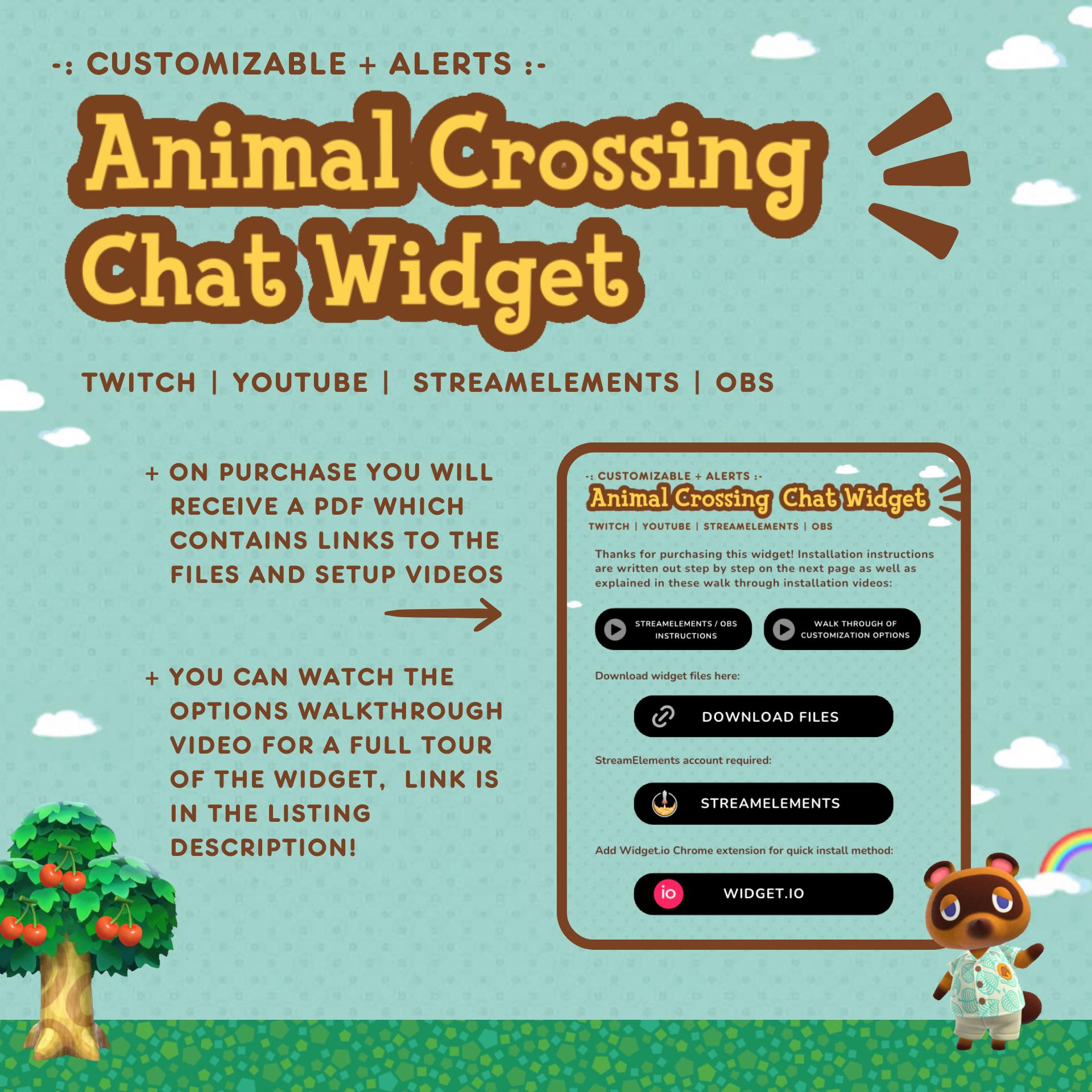 Animal Crossing Chat Widget With Alerts | Twitch Youtube Chat Box ...