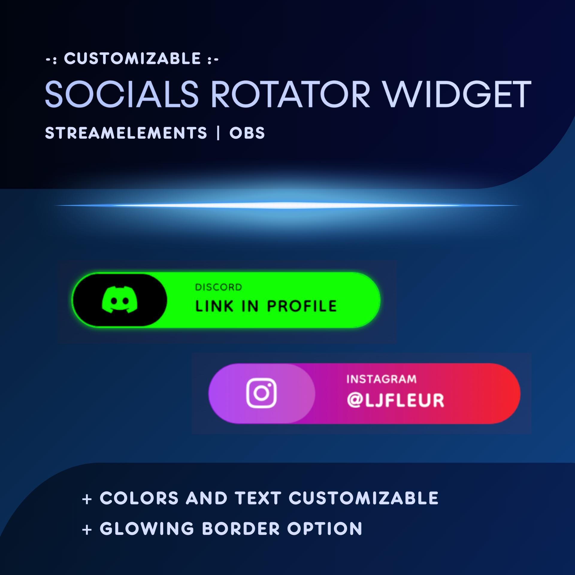 Socials Rotator Widget for Twitch Youtube | Animated Social Media Bar ...