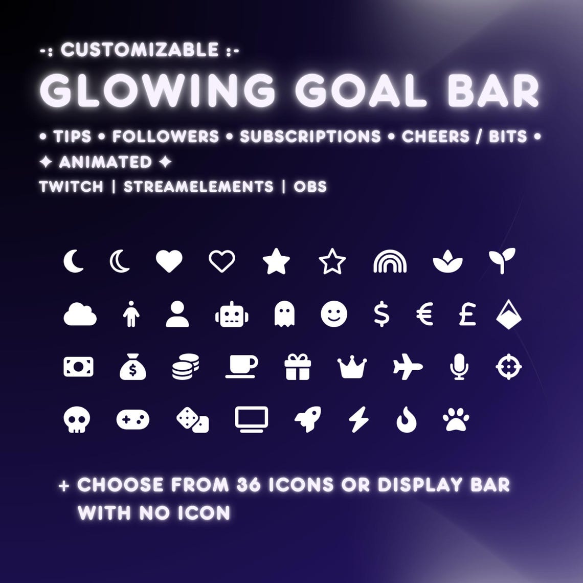 Twitch Goal Bar Widget | Glowing Progress Bar for Followers, Subs, Tips ...