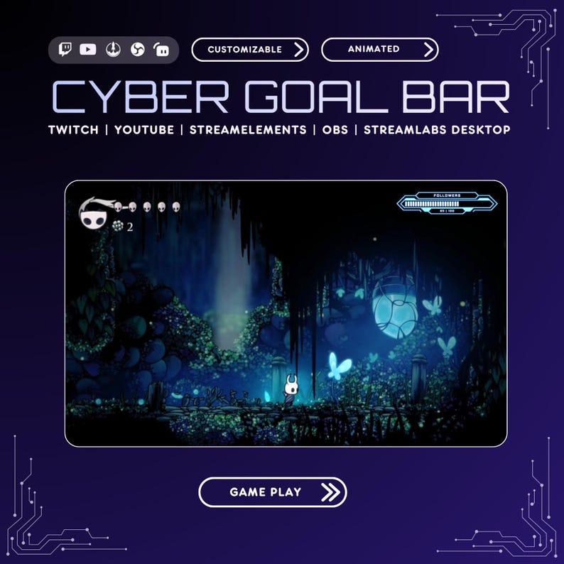 Cyber Goal Bar Widget for Twitch Youtube Streamers | Futuristic ...