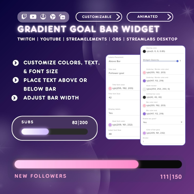 Twitch Goal Bar Streamelements Youtube | Animated Stream Overlay ...